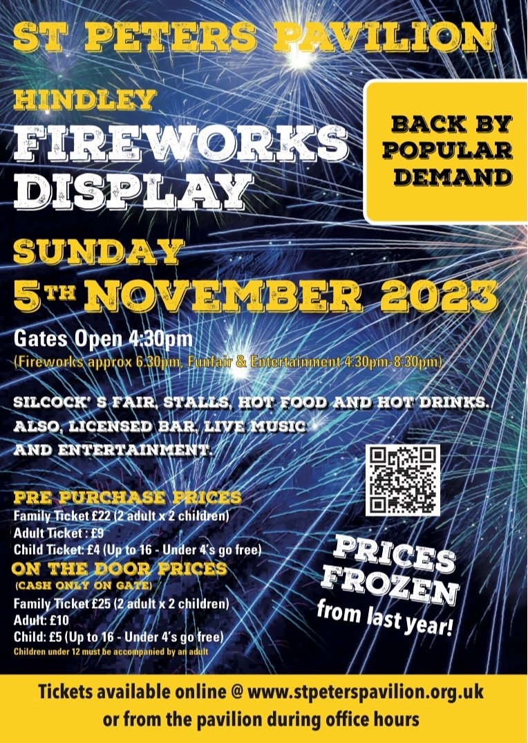 Fireworks Show Sunday 5th November 2023 - St Peters Pavilion